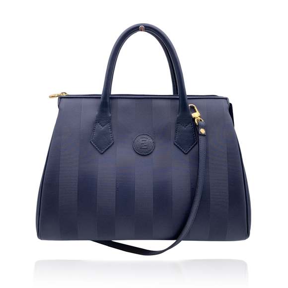 Fendi | Bags | Fendi Vintage Blue Pequin Stripes Canvas Trapeze Satchel ...